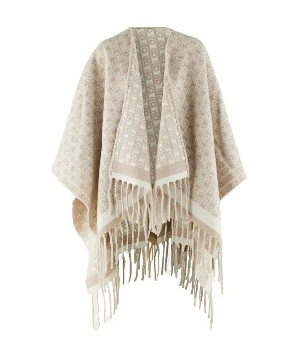 FERRAGAMO Gancini-pattern Fringed Cape - Mascarpone