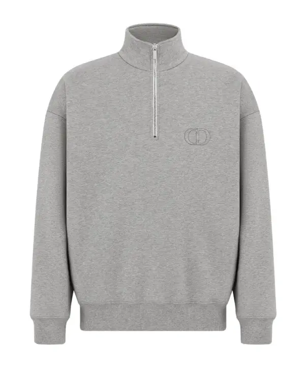 Dior High Neck Zip Detailed Sweatshirt - Grey