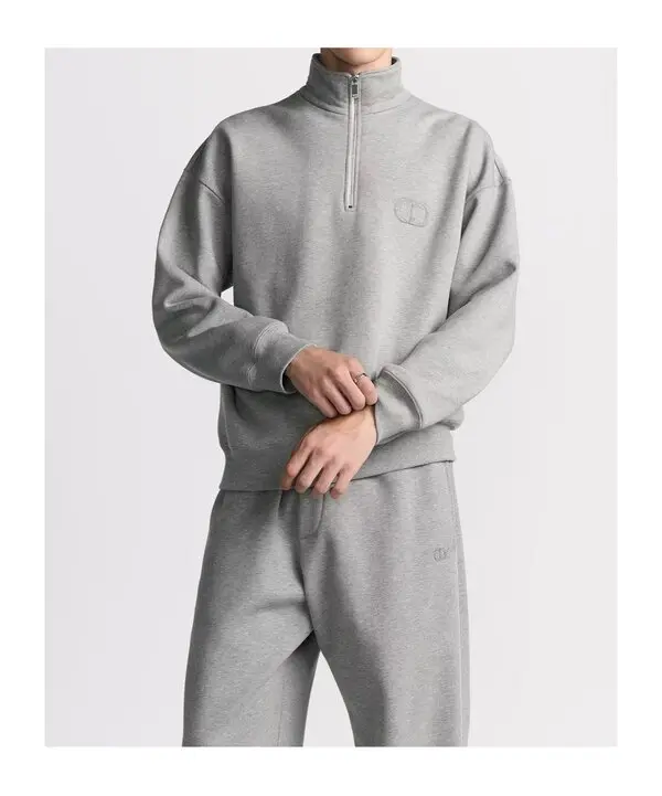 Dior High Neck Zip Detailed Sweatshirt - Grey