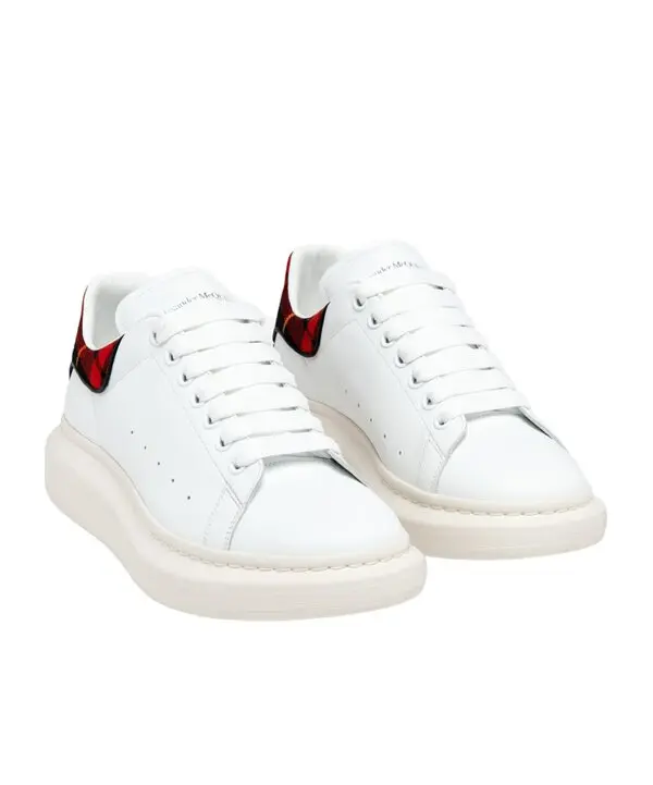 Alexander McQueen Oversized Tartan Heel Sneakers - White/red