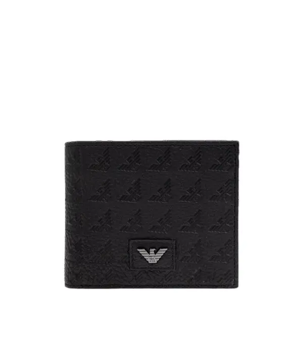 Emporio Armani Logo Plaque Bifold Wallet - Black