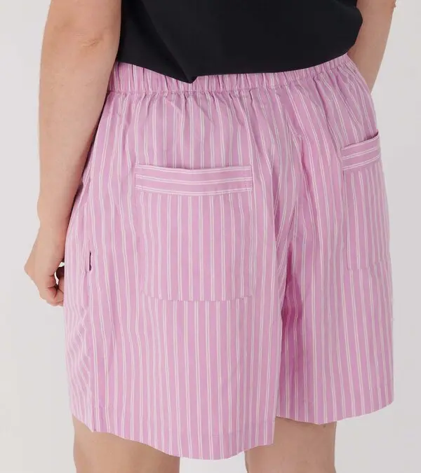 TEKLA Striped Organic Cotton Pajama Shorts - Pink