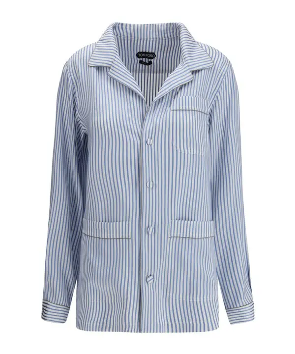 TOM FORD Striped Button-up Shirt With Contrasting Piping