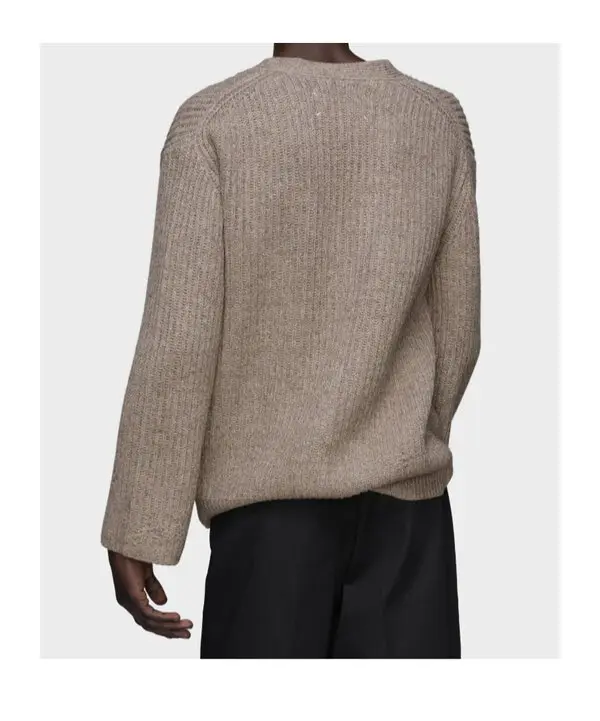 MAISON MARGIELA Ribbed Buttoned Cardigan With Distressed Details - Walnut Color