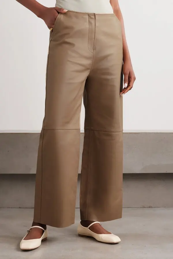 TOTEME Panelled Flared Leather Trousers