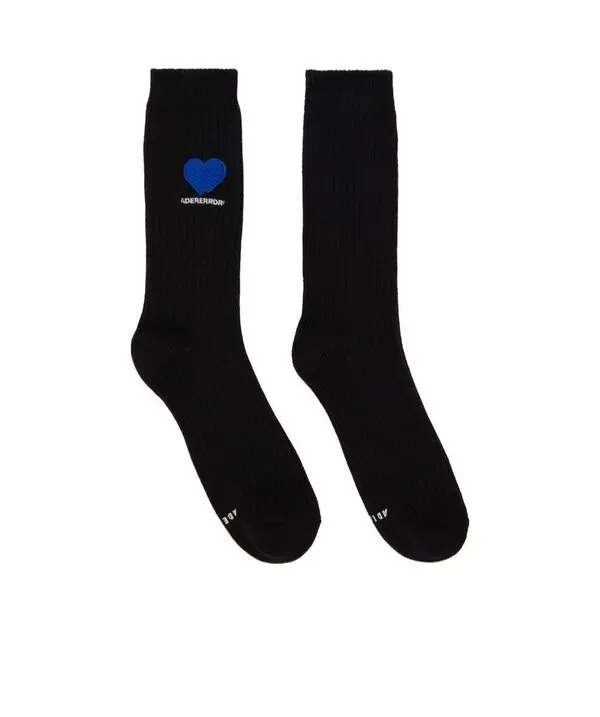 ADER ERROR Knitted Inlaid Crew Socks - Black