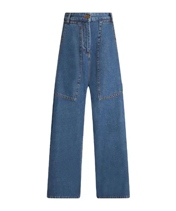Etro Pegaso Embroidered High-waist Wide-leg Jeans