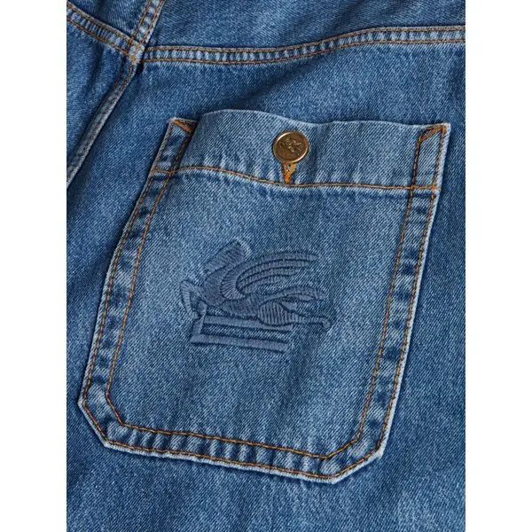 Etro Pegaso Embroidered High-waist Wide-leg Jeans