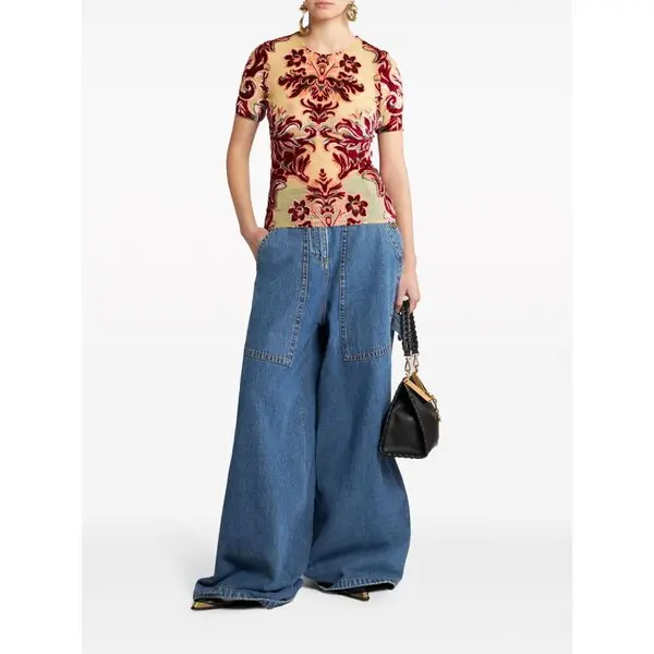 Etro Pegaso Embroidered High-waist Wide-leg Jeans
