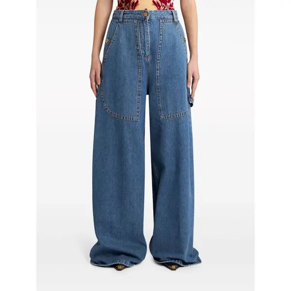 Etro Pegaso Embroidered High-waist Wide-leg Jeans
