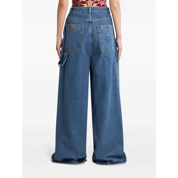 Etro Pegaso Embroidered High-waist Wide-leg Jeans