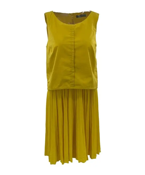 Max Mara Sleeveless Round Neck Dress With Pleated Detail