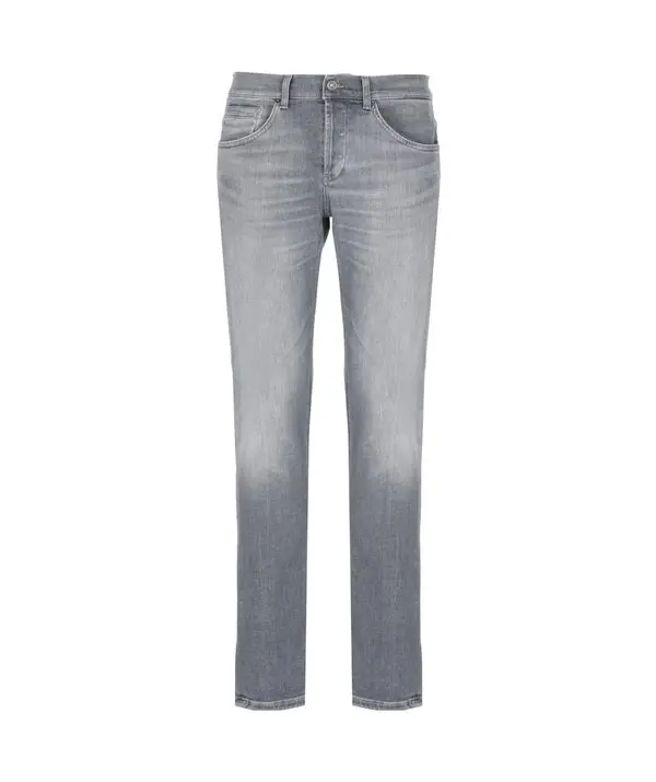 DONDUP Slim Fit Pants With Metal Logo Buttons - Gray