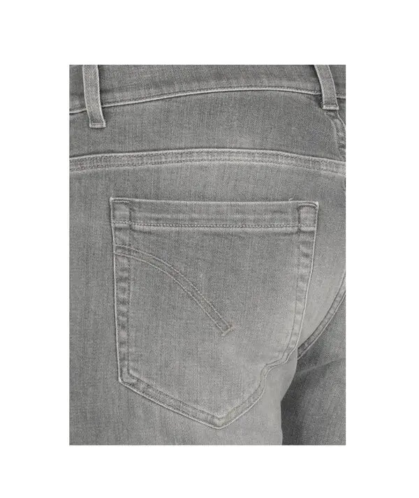 DONDUP Slim Fit Pants With Metal Logo Buttons - Gray