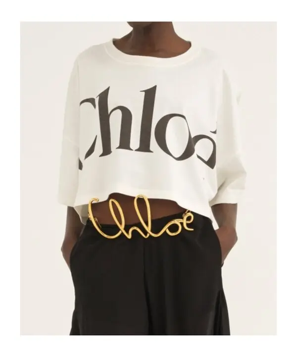 Chloé Logo Print Cropped T-shirt - White