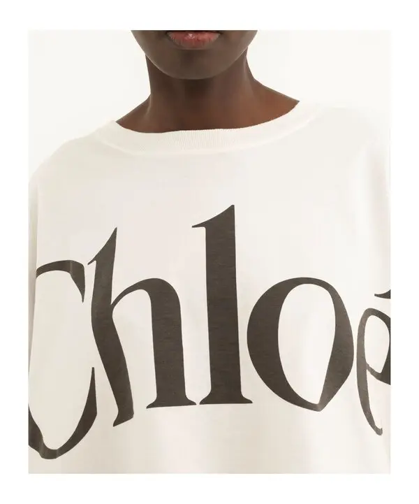 Chloé Logo Print Cropped T-shirt - White