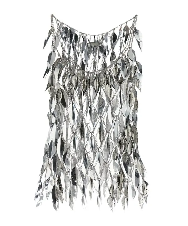 Rabanne Chainmail 3d Leaf Scoop-neck Top