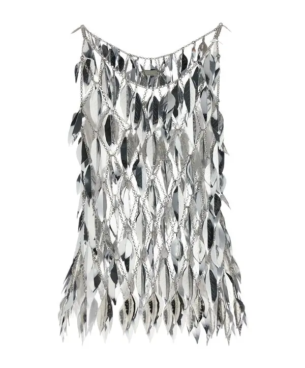 Rabanne Chainmail 3d Leaf Scoop-neck Top
