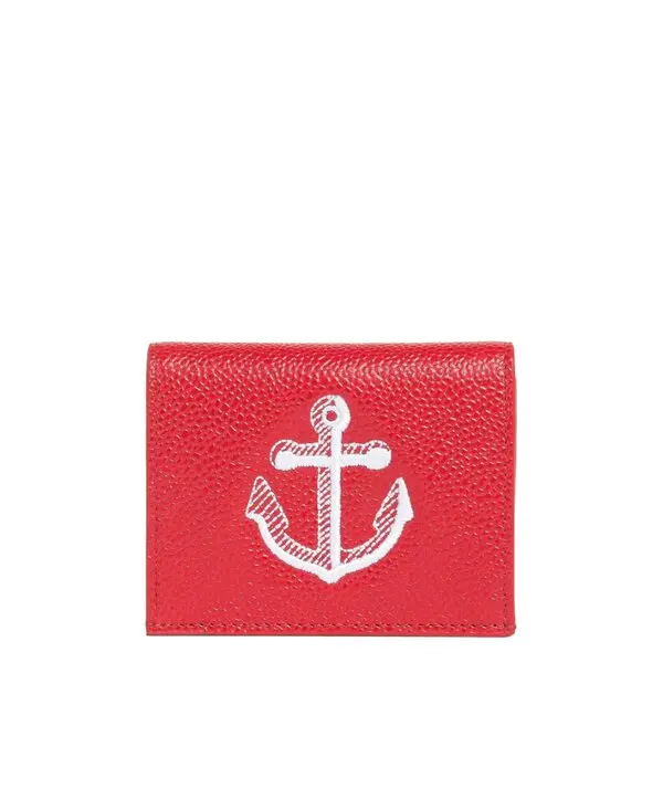 Thom Browne Anchor Embroidered Cardholder - Red