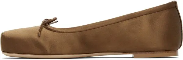 AeydĒ Gabriella Satin Ballet Flats - Tobacco