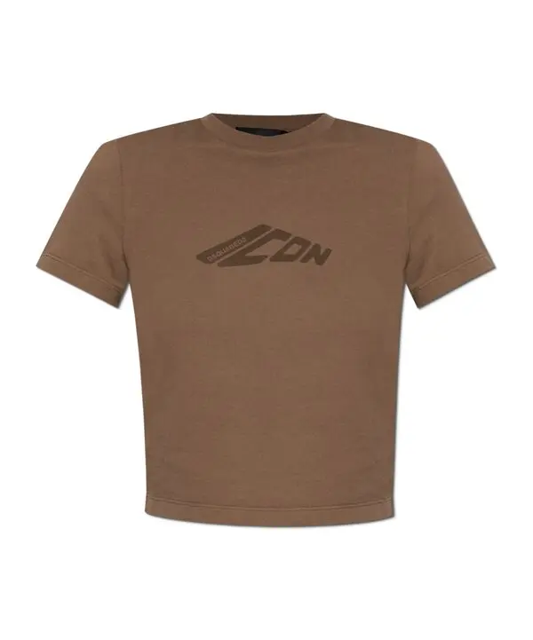 Dsquared2 Cropped Crewneck T-shirt - Brown