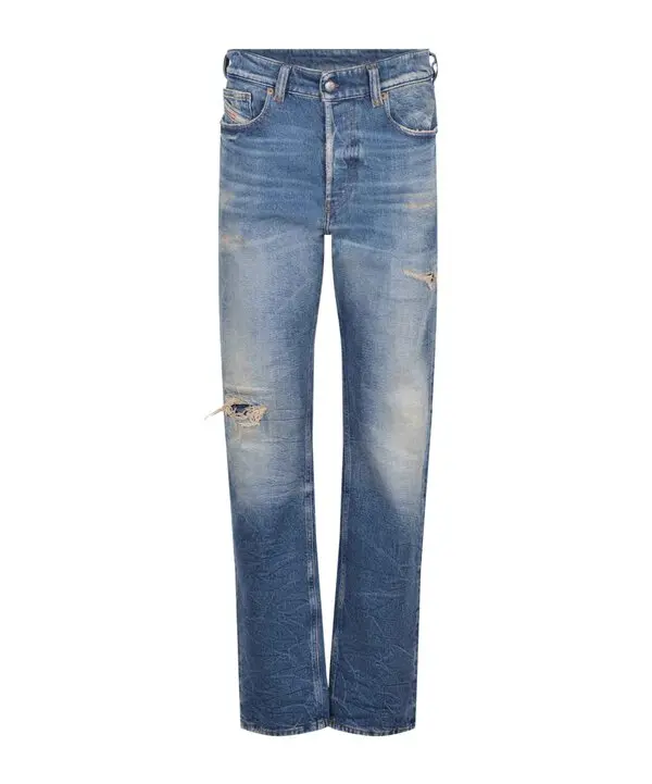 DIESEL® 1988 D-ark Distressed Straight Leg Jeans - Blue