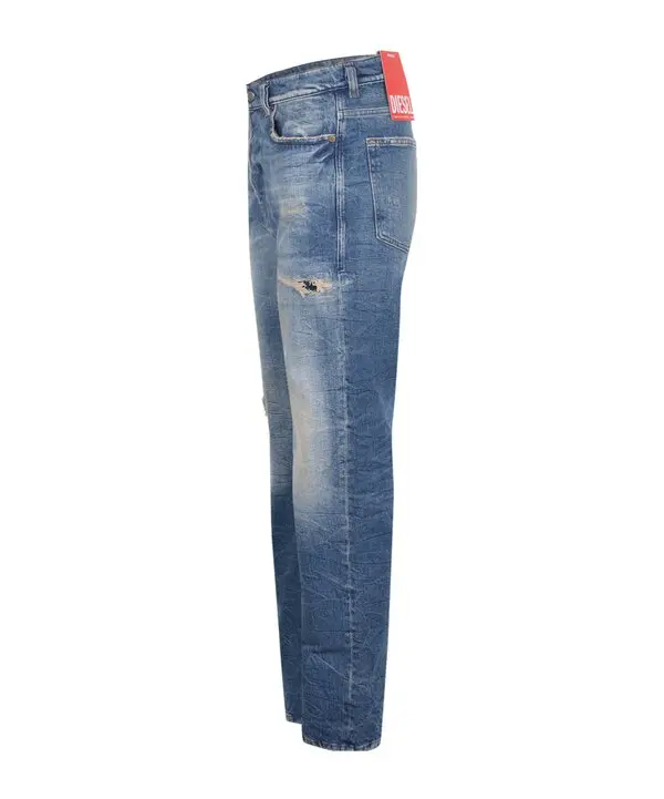 DIESEL® 1988 D-ark Distressed Straight Leg Jeans - Blue