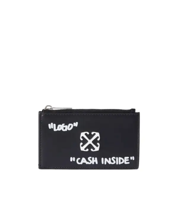 Off-White Jitney Quote Zipped Card Holder - Black