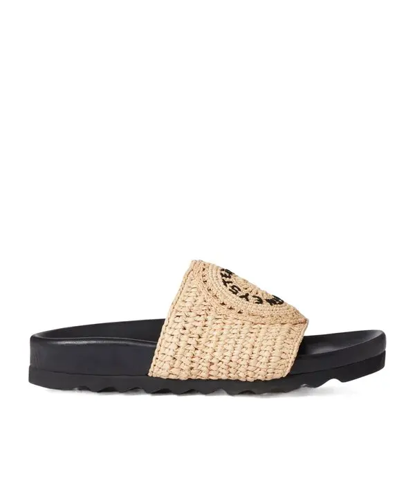 Stella McCartney Elyse Logo Raffia Slides