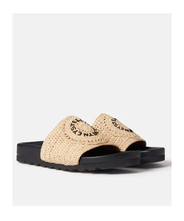 Stella McCartney Elyse Logo Raffia Slides