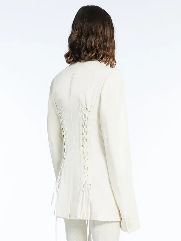 Sportmax Ivory Slim Fit Lace-up Jacket