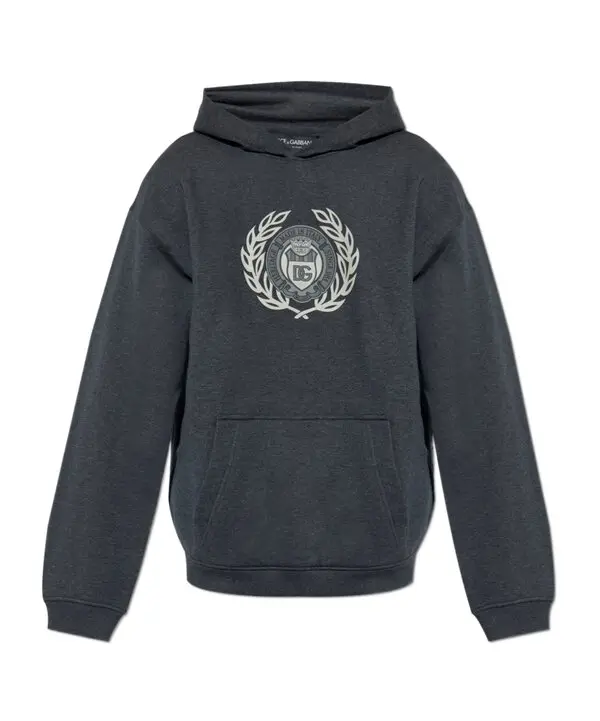 Dolce & Gabbana Logo Print Hoodie - Grey