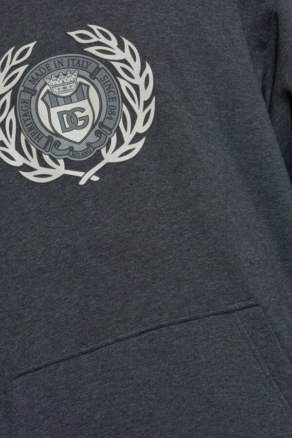 Dolce & Gabbana Logo Print Hoodie - Grey