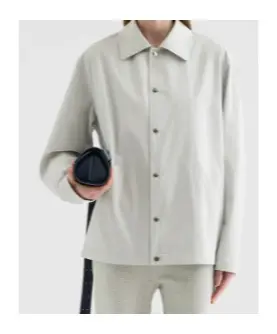 JIL SANDER Snap Button Jacket With Classic Collar - Light Gray
