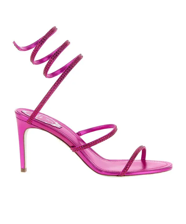 Rene Caovilla Cleo Heeled Sandals With Wraparound Ankle Strap - Pink