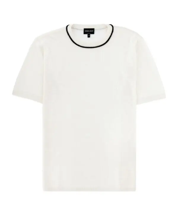 Giorgio Armani Embroidered Short Sleeve Knit Jumper - White