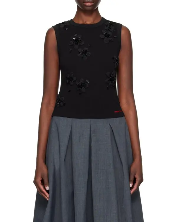 SHUSHU/TONG Sleeveless Vest With Floral Embellishments