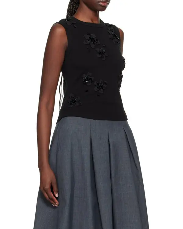 SHUSHU/TONG Sleeveless Vest With Floral Embellishments