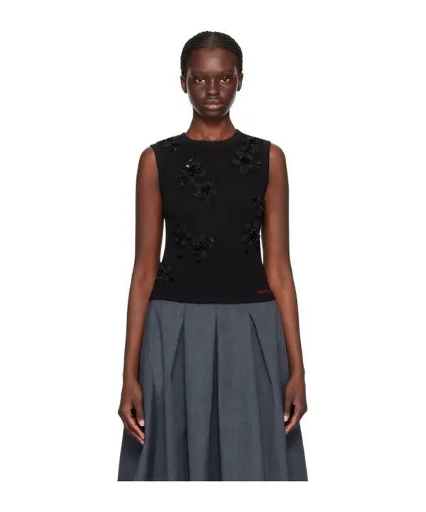 SHUSHU/TONG Sleeveless Vest With Floral Embellishments
