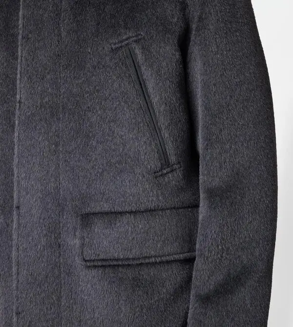 TOD'S Long Sleeve Coat With Suede Trimmed Pockets