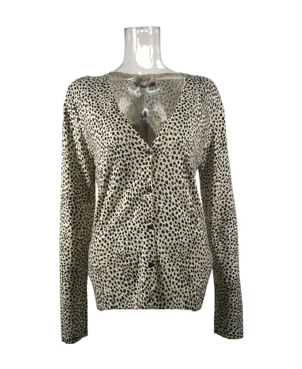 Max Mara Leopard Print V-neck Cardigan