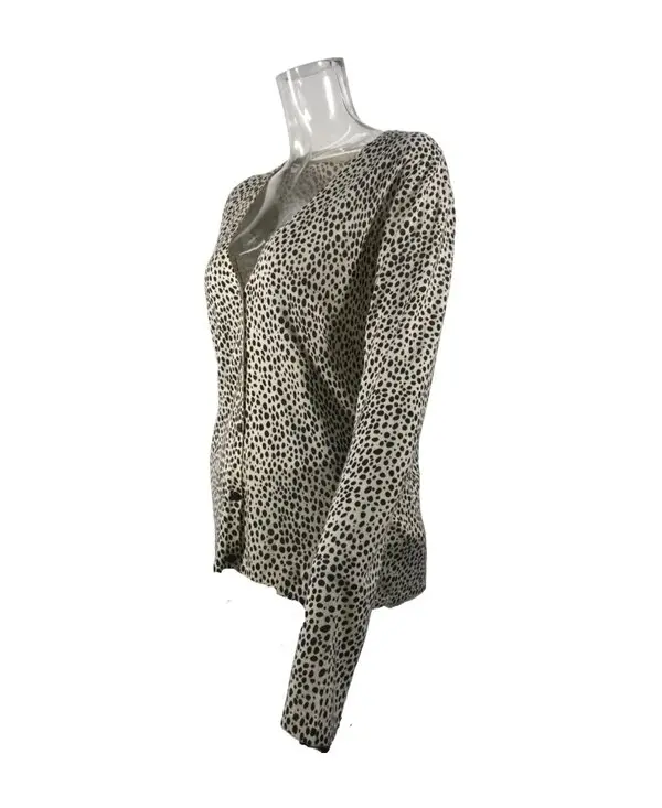 Max Mara Leopard Print V-neck Cardigan