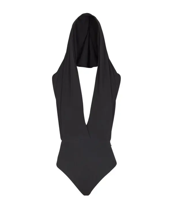 Balmain Draped Hooded Bodysuit - Black