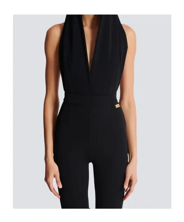 Balmain Draped Hooded Bodysuit - Black