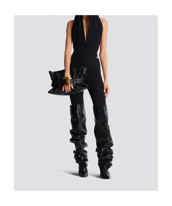 Balmain Draped Hooded Bodysuit - Black