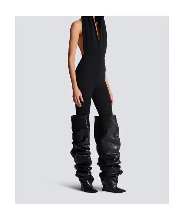 Balmain Draped Hooded Bodysuit - Black