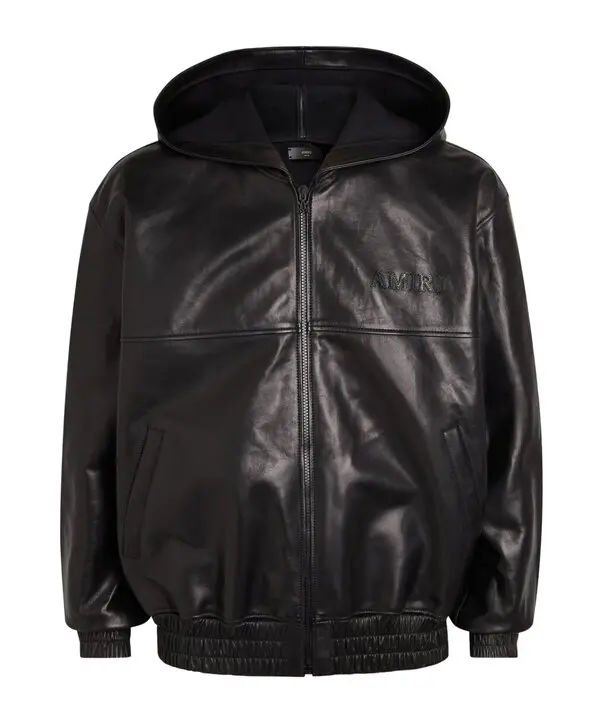 Amiri Leather Zip-up Hooded Jacket
