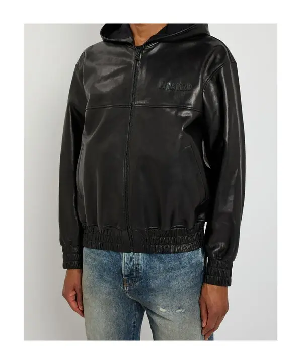Amiri Leather Zip-up Hooded Jacket