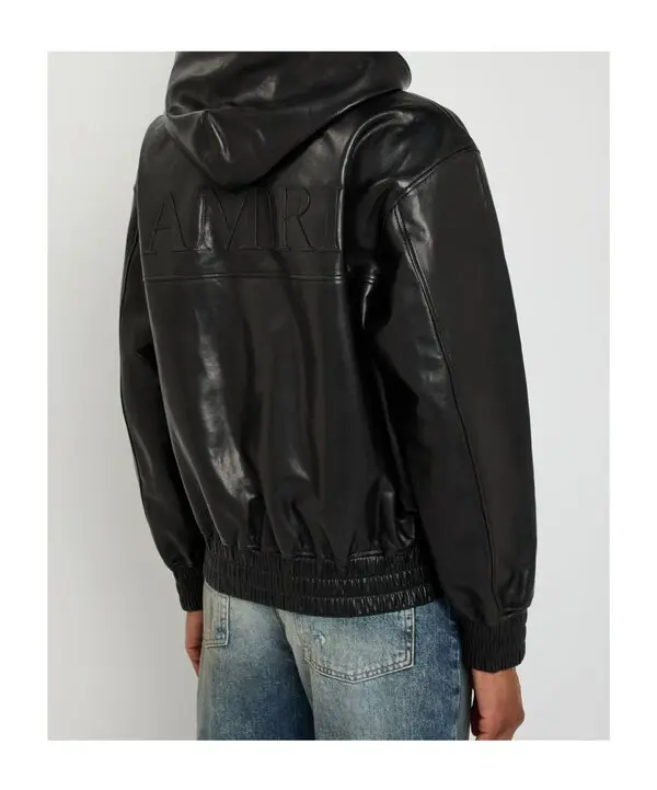 Amiri Leather Zip-up Hooded Jacket