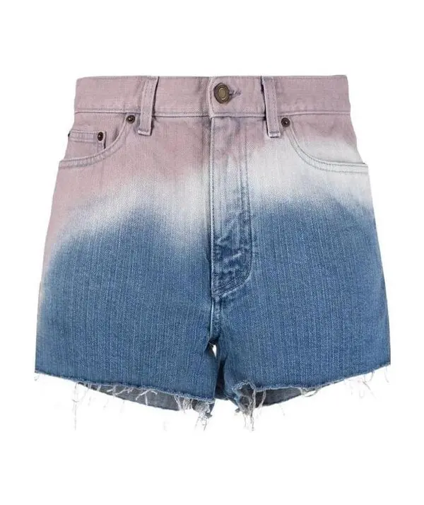 Saint Laurent Tie-dye Denim Shorts